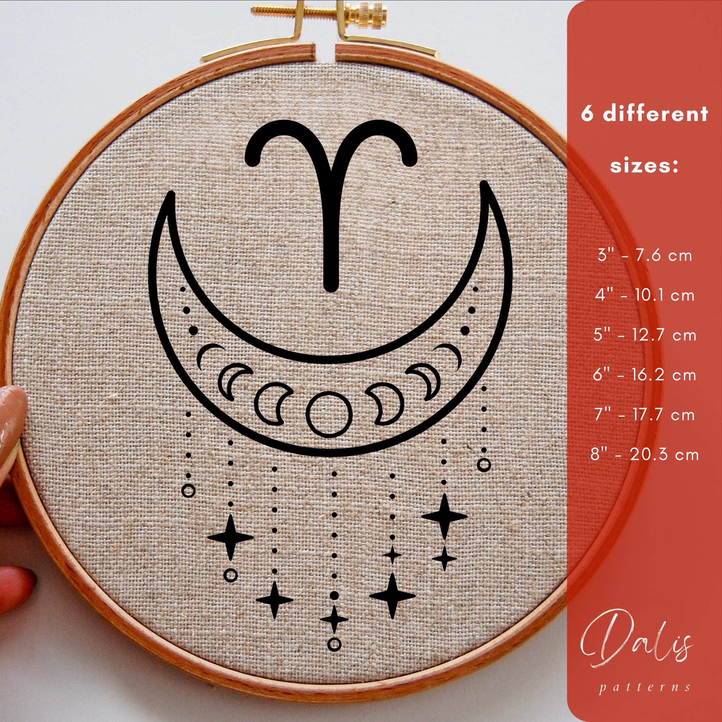 Aries Symbol Hand Embroidery Design, Astrology Embroidery DIY Hoop Art ...