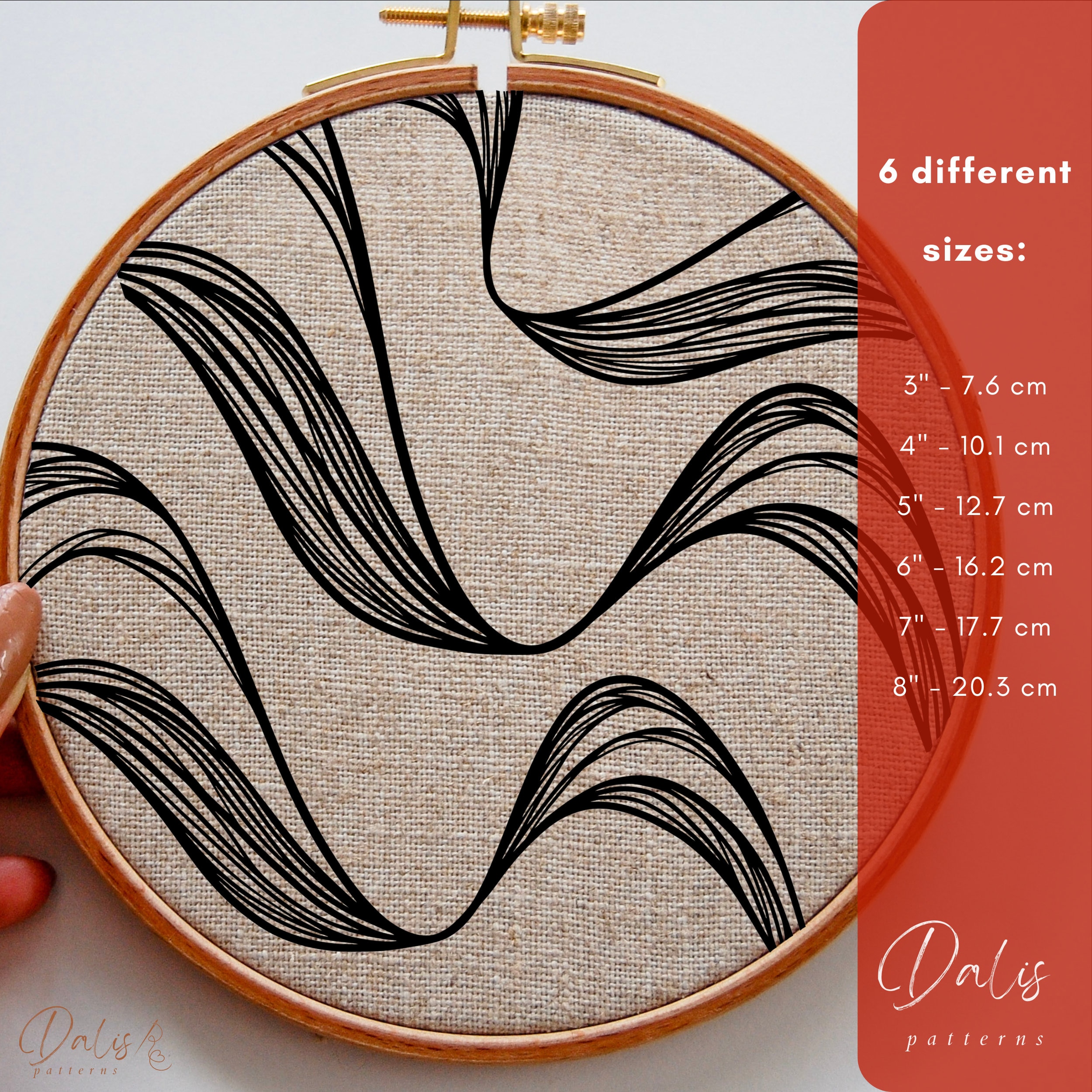 Modern Hand Embroidery PDF Pattern: Abstract Wavy Lines Design, Minimal ...