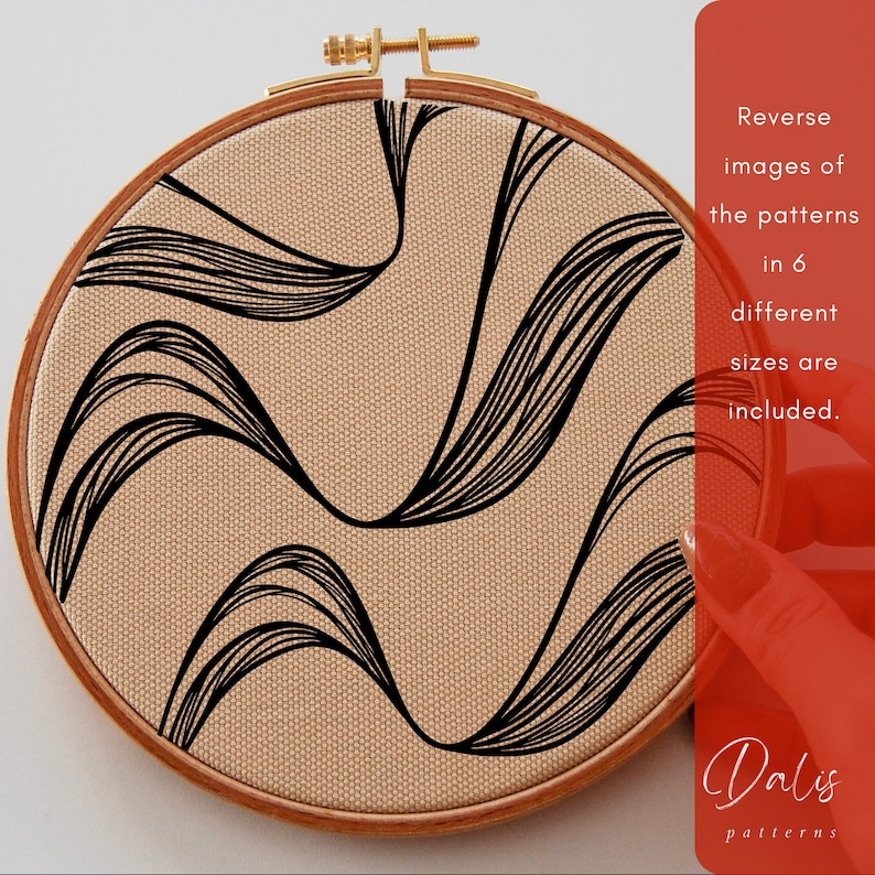 Modern Hand Embroidery PDF Pattern: Abstract Wavy Lines Design, Minimal ...