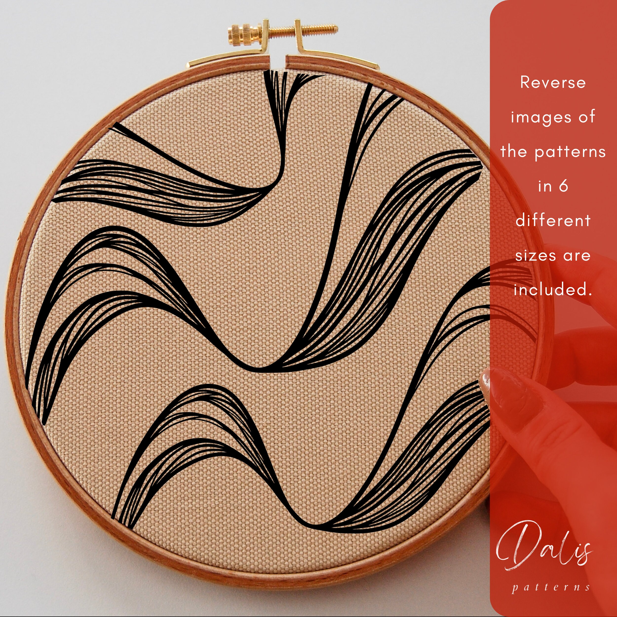Modern Hand Embroidery PDF Pattern: Abstract Wavy Lines Design, Minimal ...