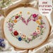 Spring Flowers Wreath Embroidery Pattern, Heart Shaped Wreath Hand ...