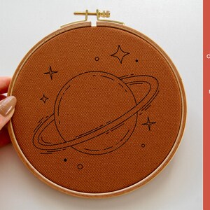 Cosmic Planet Hand Embroidery Design Digital Files, Minimal Celestial ...