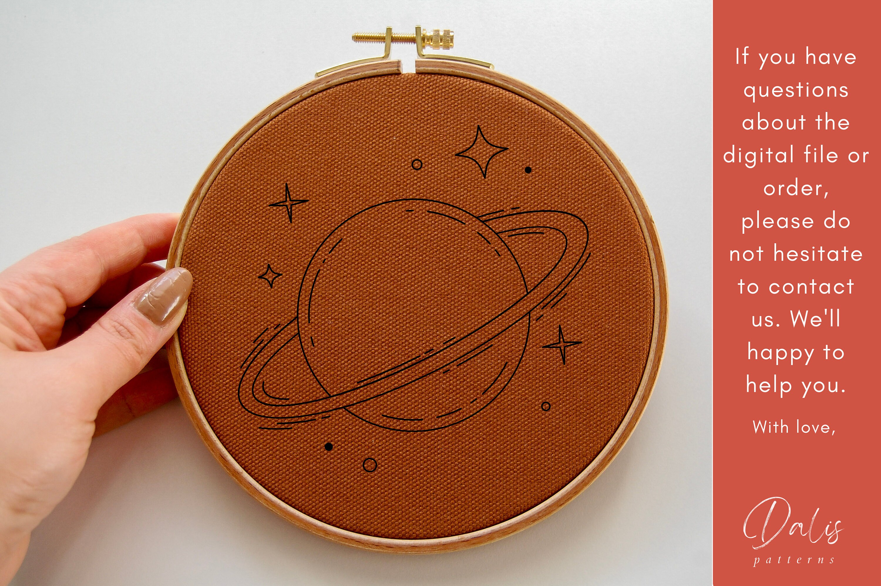 Cosmic Planet Hand Embroidery Design Digital Files, Minimal Celestial ...