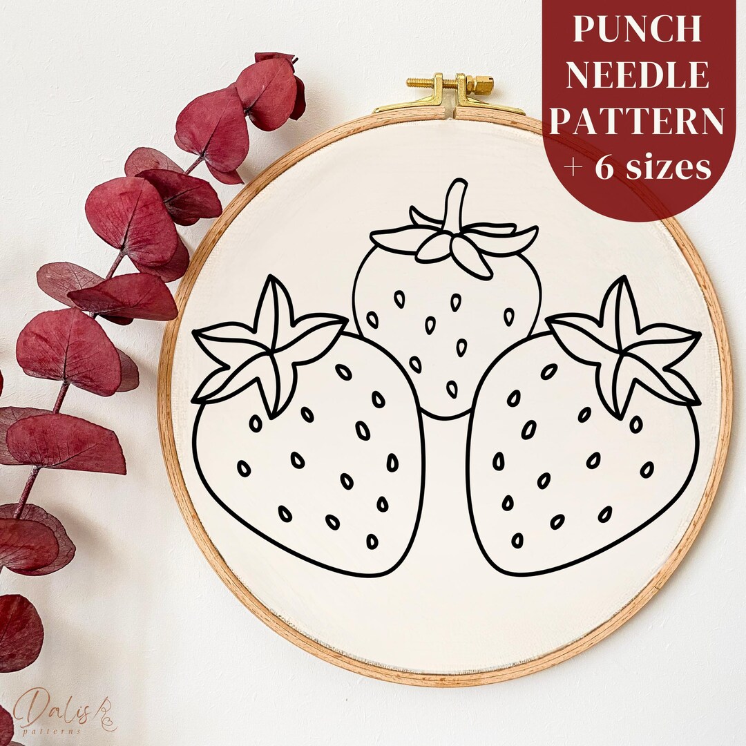 Strawberries Punch Needle Pattern, Handmade Coaster Punch Needle ...