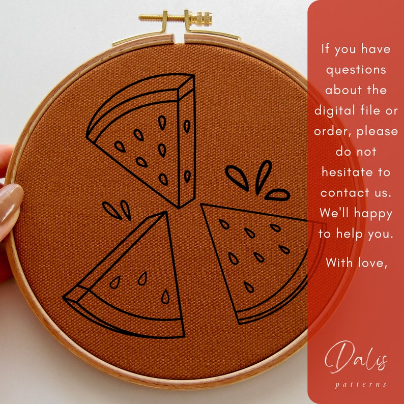 Watermelon Hand Embroidery PDF Pattern, Kitchen DIY Hoop Art Design ...