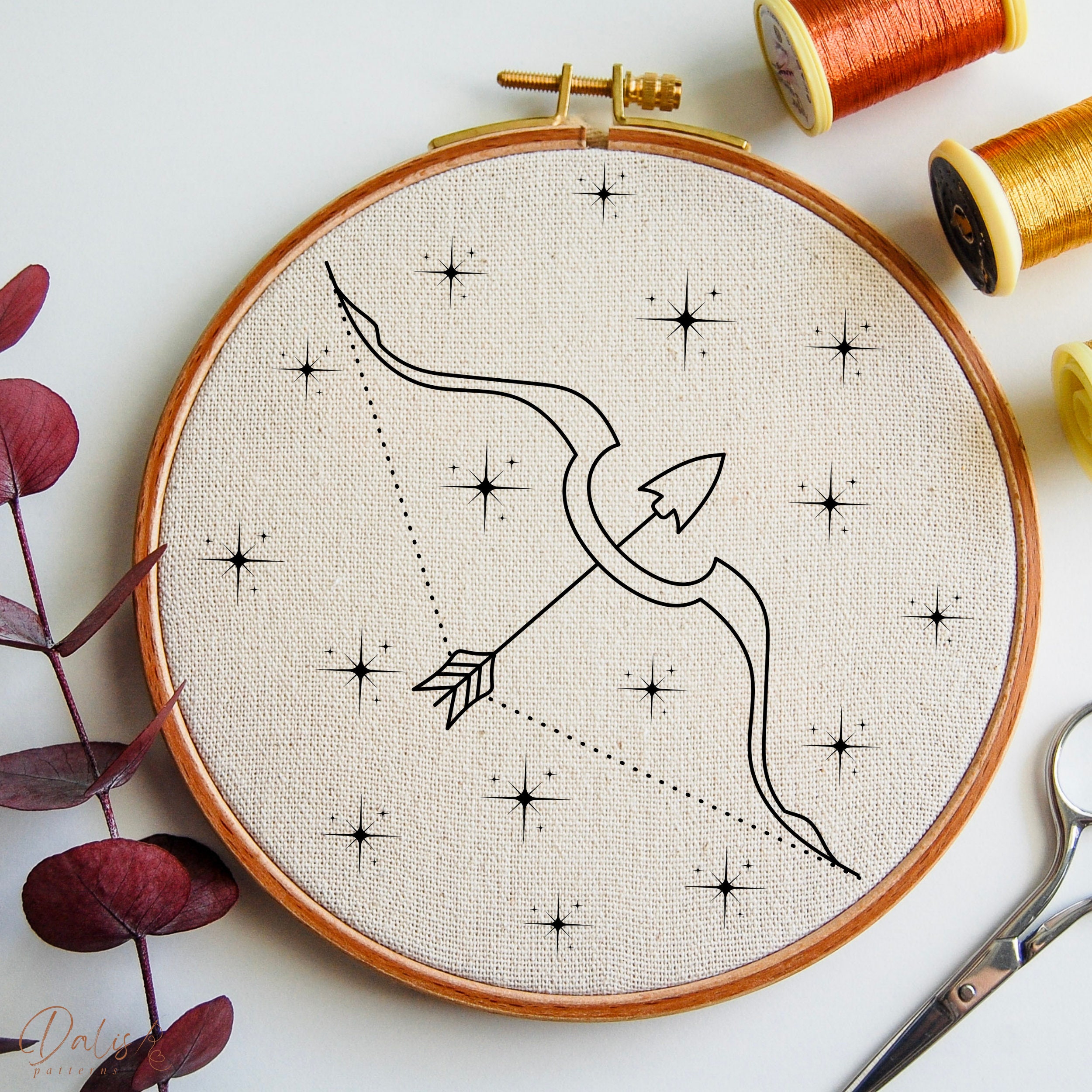 Sagittarius Zodiac Sign Hand Embroidery PDF Pattern File, Beginner Hoop ...