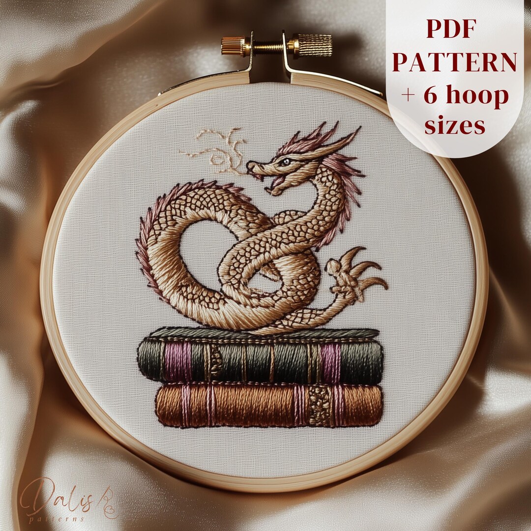 Dragon Hand Embroidery Design, Fantasy Embroidery PDF Pattern, Medieval ...