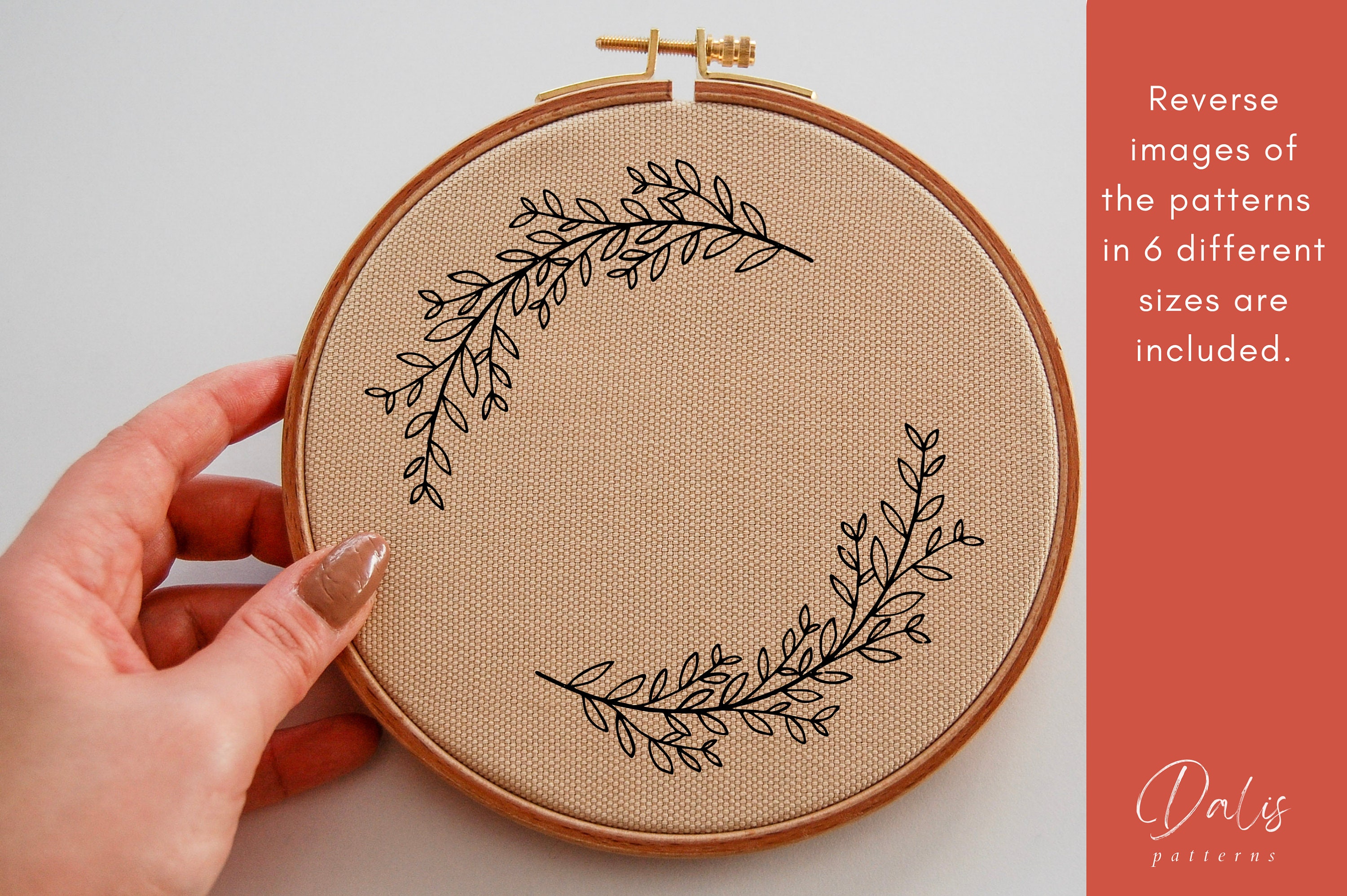 Leafy Wreath DIY Hand Embroidery Design, Beginner Hand Embroidery PDF ...