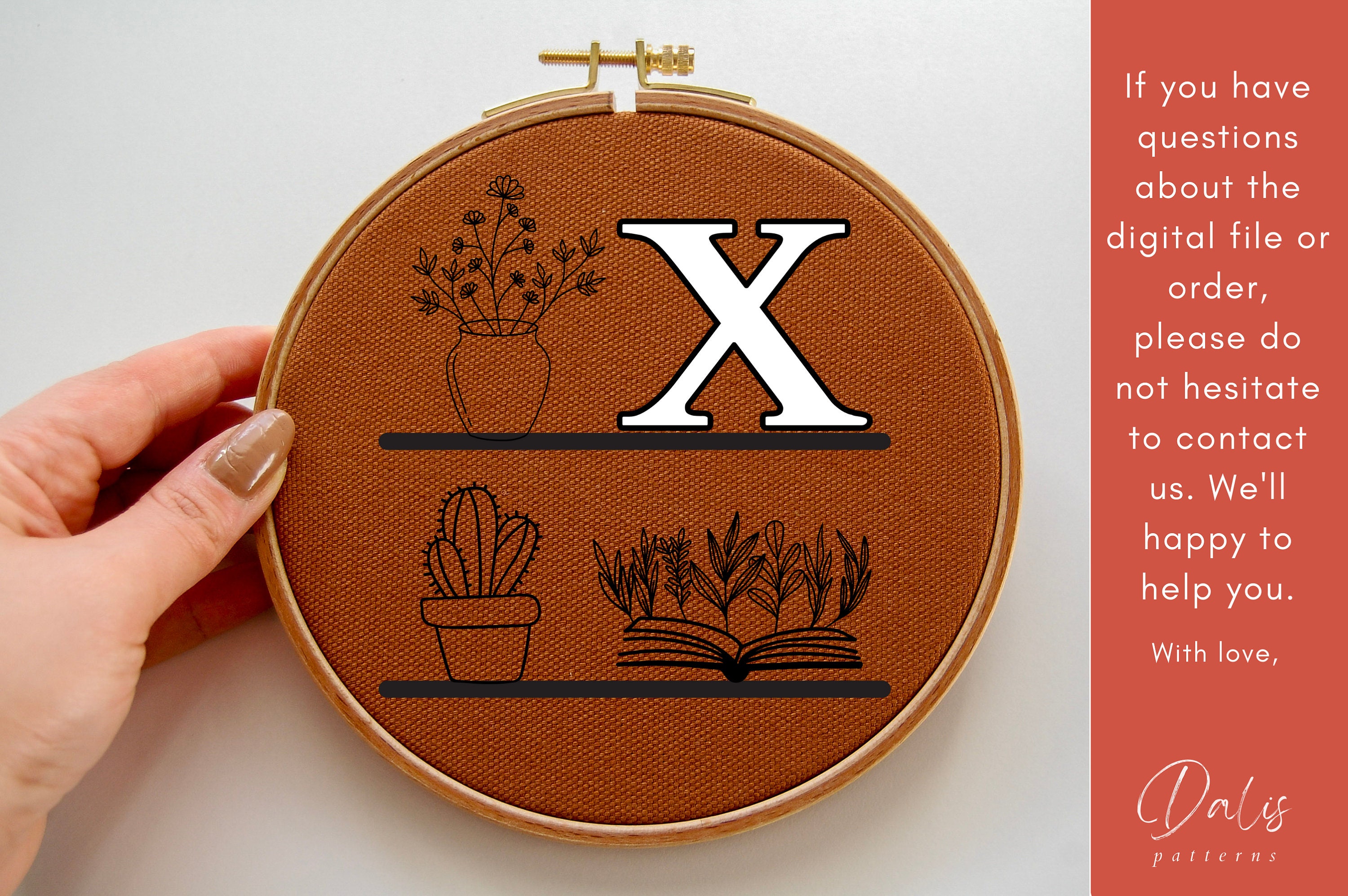 Monogram Embroidery PDF Pattern Bundle With Bookshelves Design, Beginner Hand Embroidery PDF ...