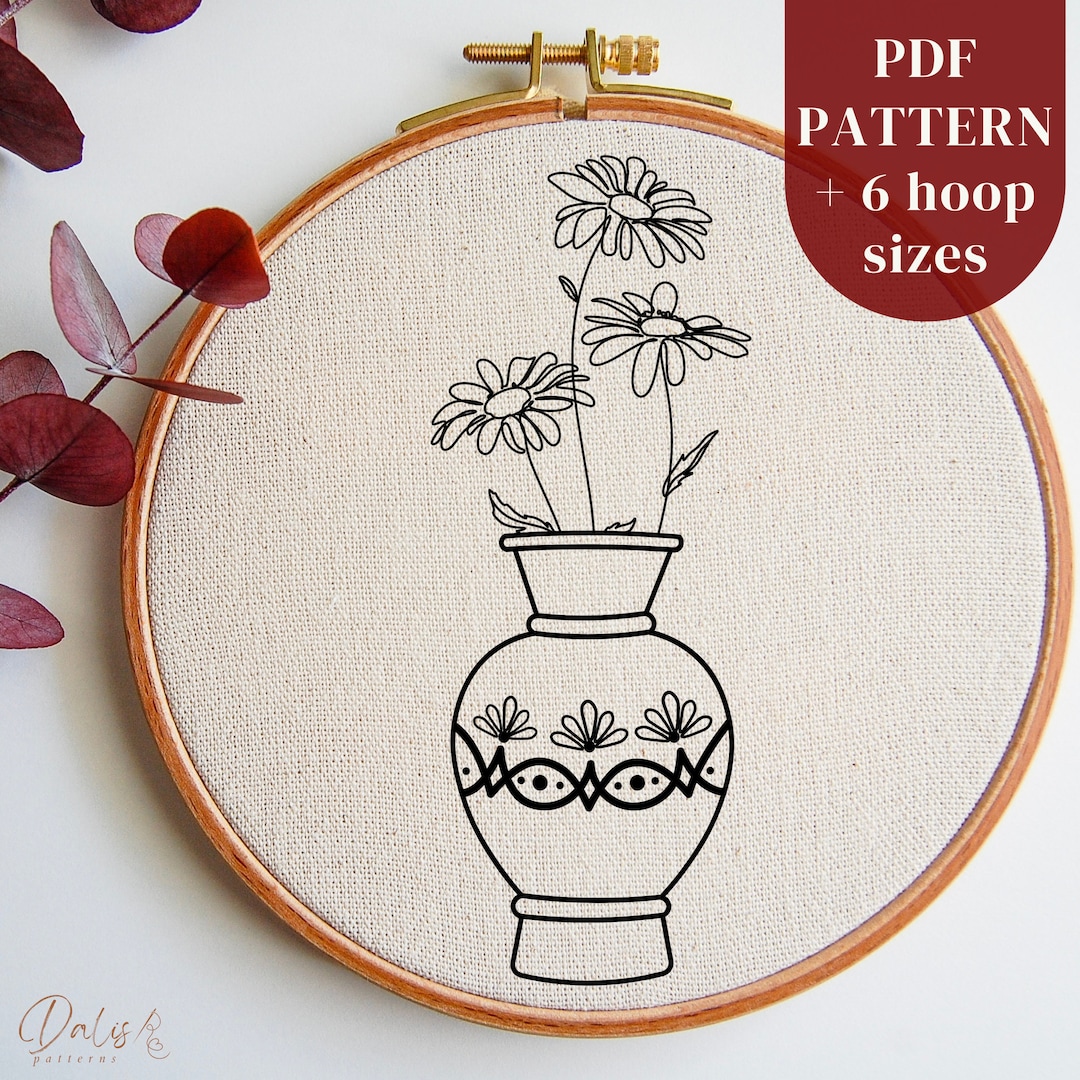 Chamomile Flowers DIY Hand Embroidery Design, Beginner Hand Embroidery ...