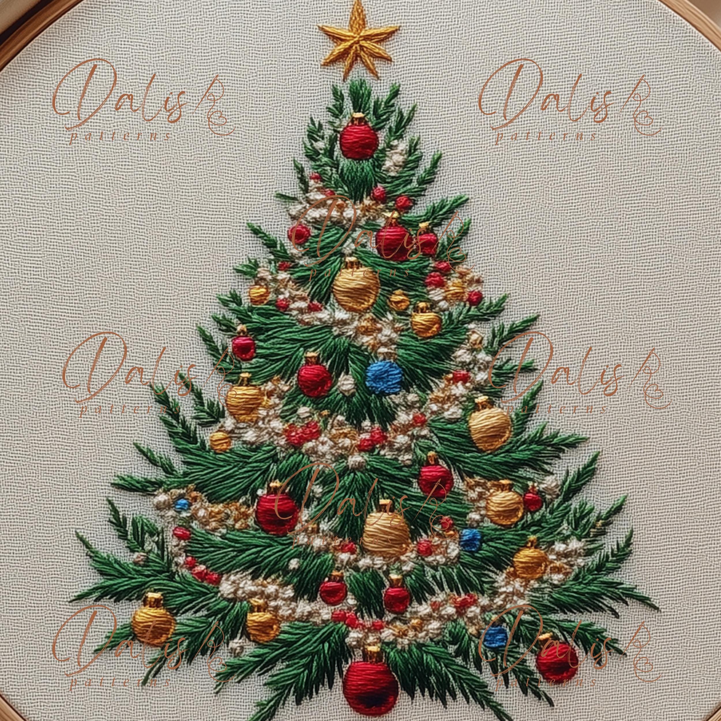 Christmas Tree Hand Embroidery Design, Christmas Embroidery Pattern ...