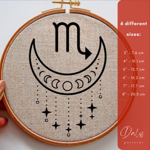 Scorpio Symbol Embroidery Design, Astrology DIY Embroidery PDF Pattern ...