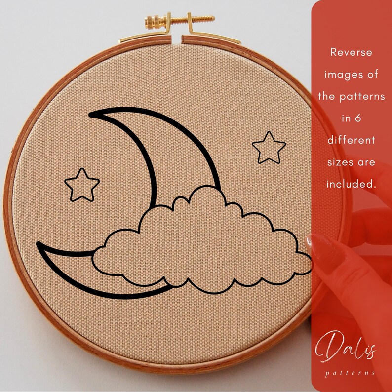 Printable Punch Needle PDF Pattern for Beginners, Crescent Moon and ...