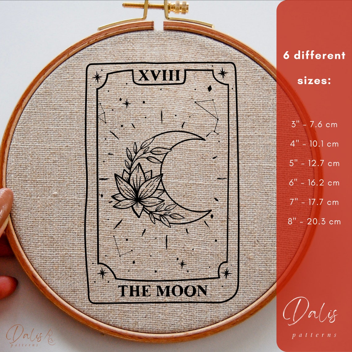 Witchy Embroidery PDF Pattern: the Moon Tarot Card, Celestial ...