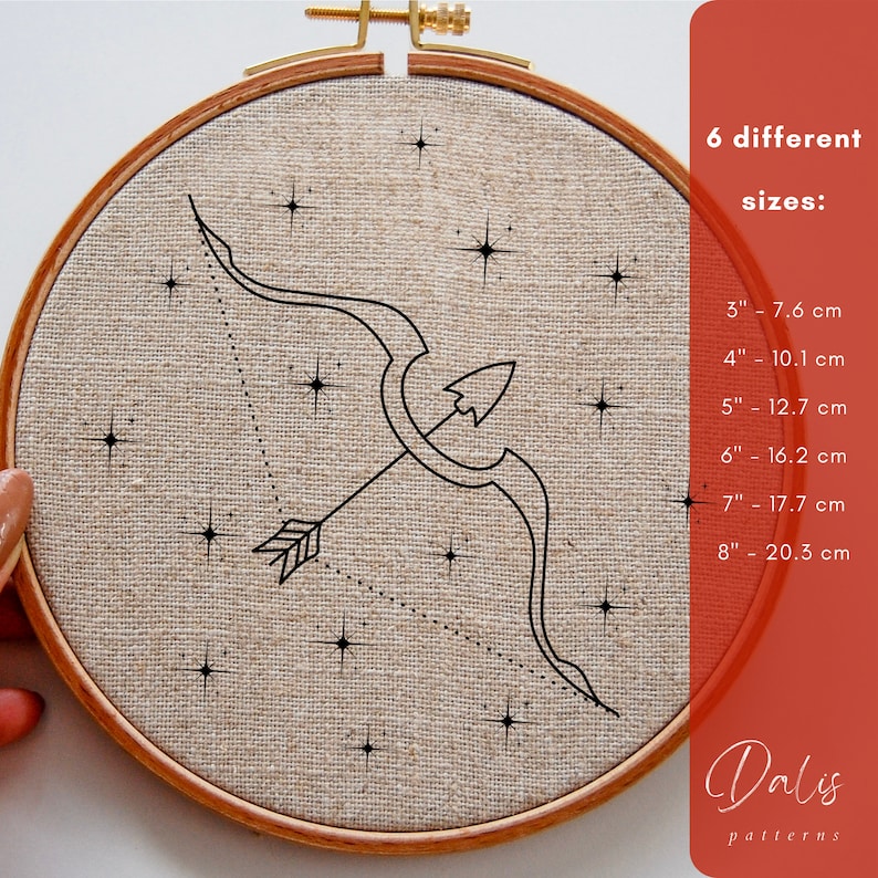 Sagittarius Zodiac Sign Hand Embroidery PDF Pattern File, Beginner Hoop ...