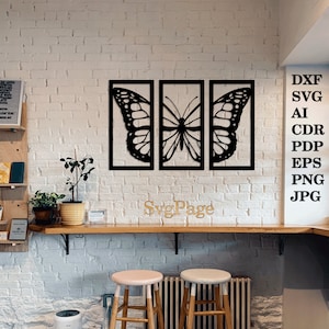 Butterfly Dxf Svg Laser Cut Png Pdf Files Wall Art Sticker Glowforge ...