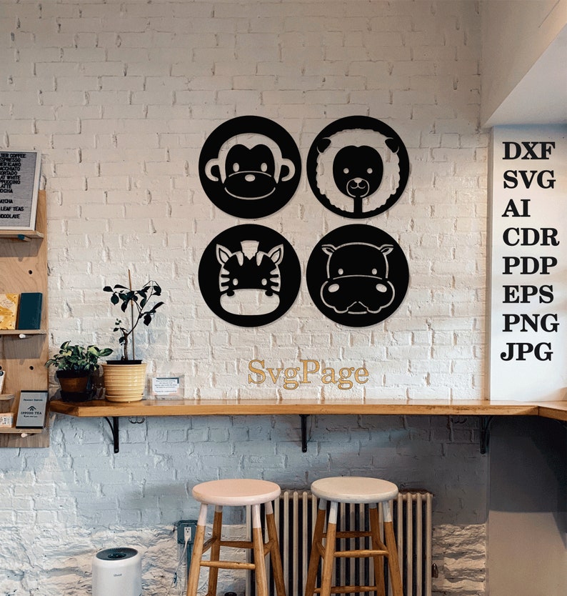 Cute Sweet Animals Laser Cut Svg Dxf Png Files Wall Art - Etsy