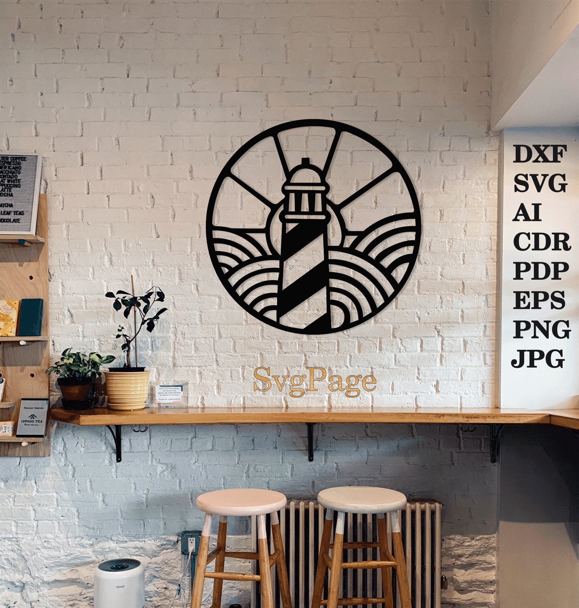 Lighthouse Ocean Laser Cut Svg Dxf Files Wall Sticker Engraving Decal ...