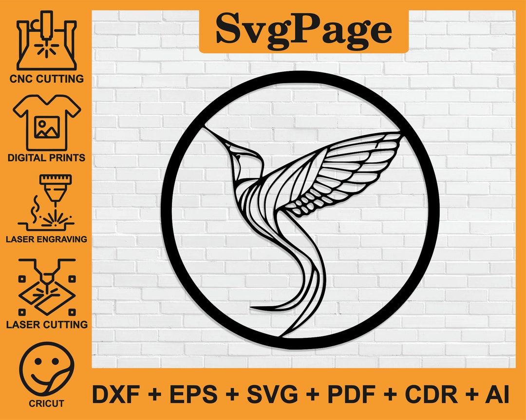 Hummingbird Bird Laser Cut Svg Dxf File Wall Sticker Pdf Silhouette ...
