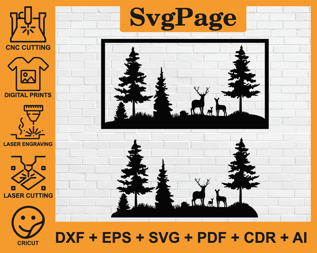 Gazelle Deer Tree Elk Laser Cut Svg Dxf Files Wall Art Sticker ...