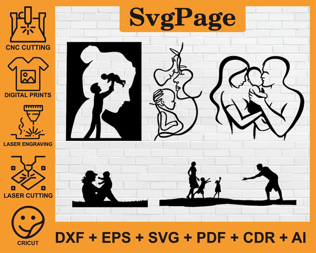 Family Love Mom Dad Mother Son Dxf Svg Laser Cut Files Wall Art Sticker ...