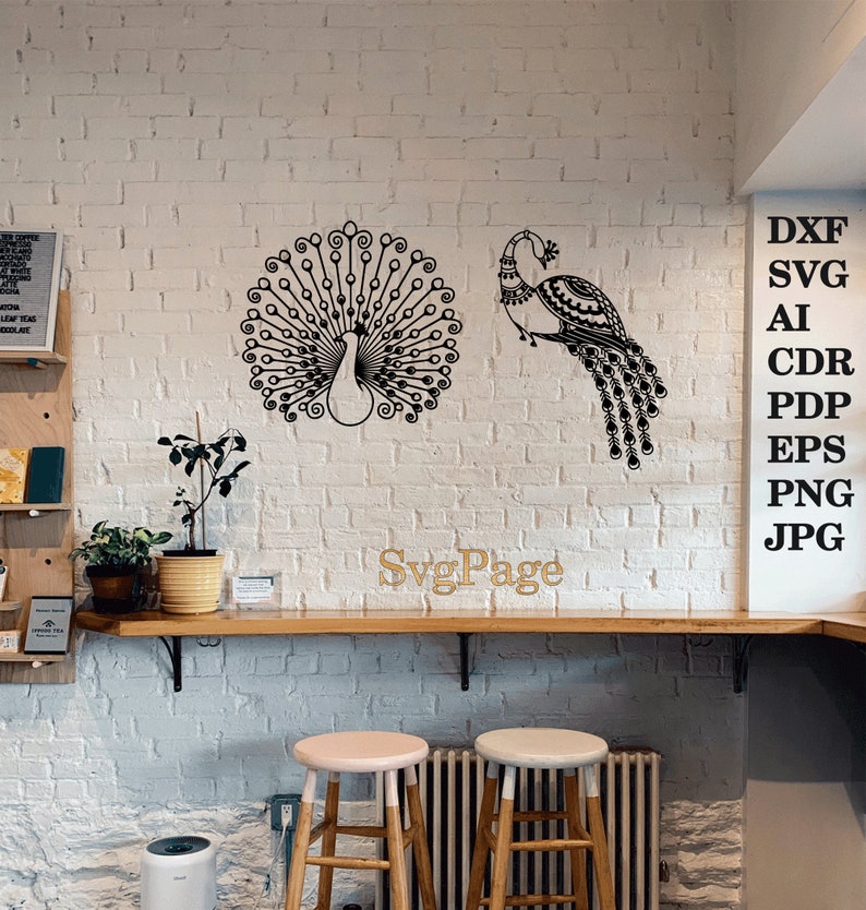 Peacock Dxf Animal Svg Laser Cut Png Files Wall Art Sticker Glowforge ...