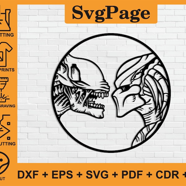 Alien Vs Predator Svg - Etsy
