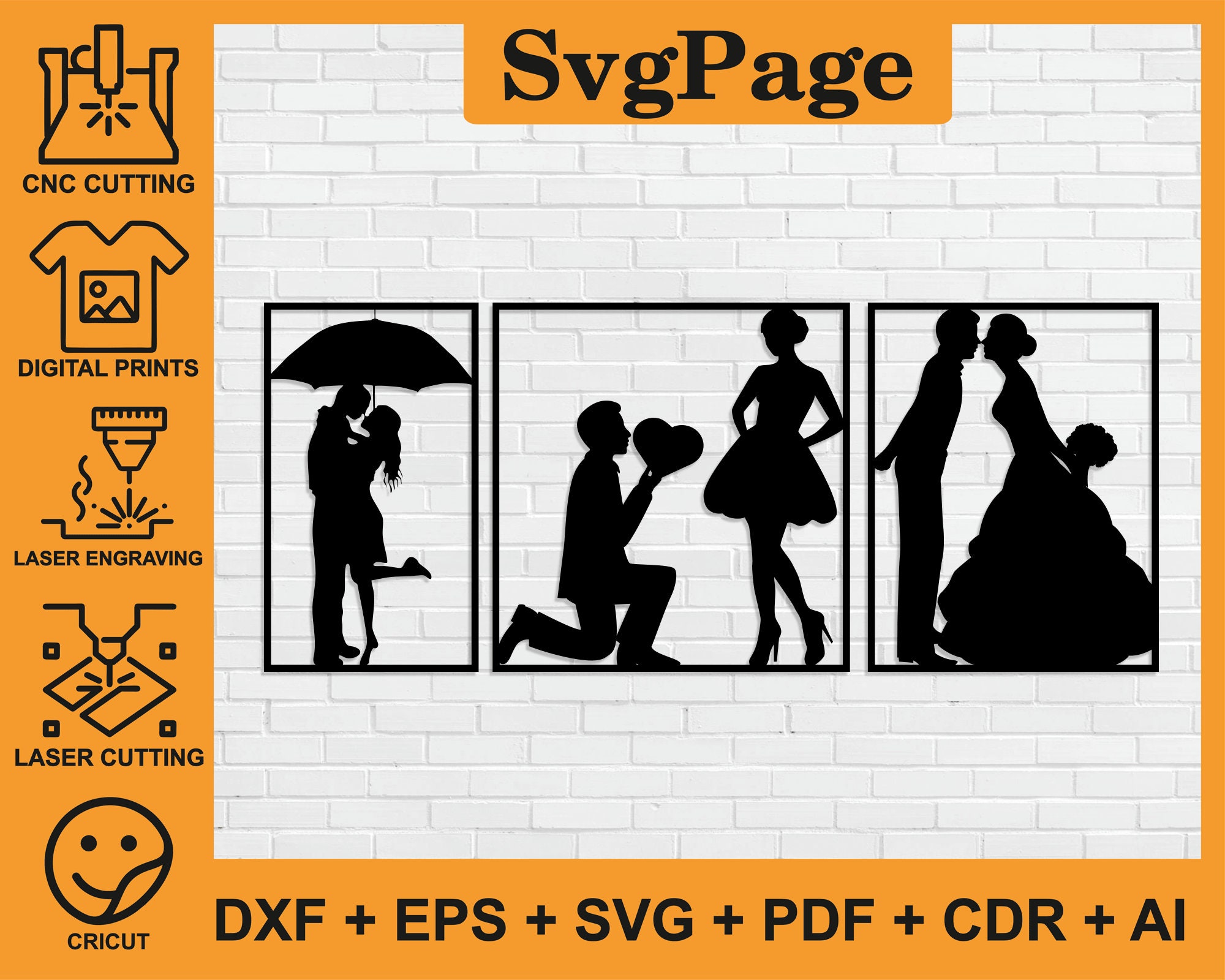 Love Couple Married Laser Cut Svg Dxf Png Files Wall Art - Etsy