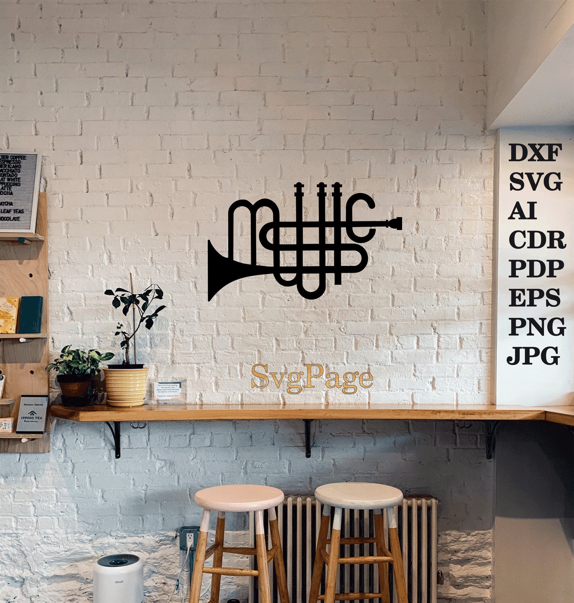 Music Saxophone Trompet Laser Cut Svg Dxf Files Wall Art Sticker ...