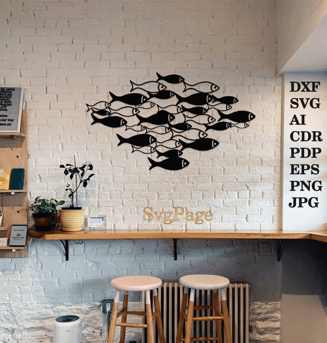 Flock of Fish Fishing Laser Cut Svg Dxf Png Files Wall Art Sticker ...