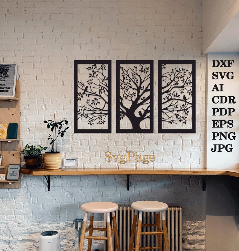 Árbol de la vida dxf corte láser svg png archivos pared arte pegatina ...