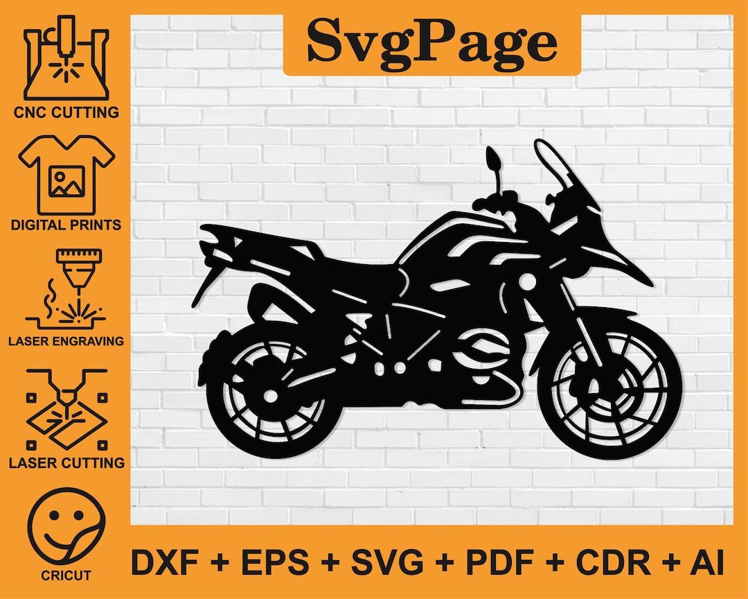 Motorcycle Motorbike Laser Cut Svg Dxf File Wall Sticker Pdf Silhouette ...