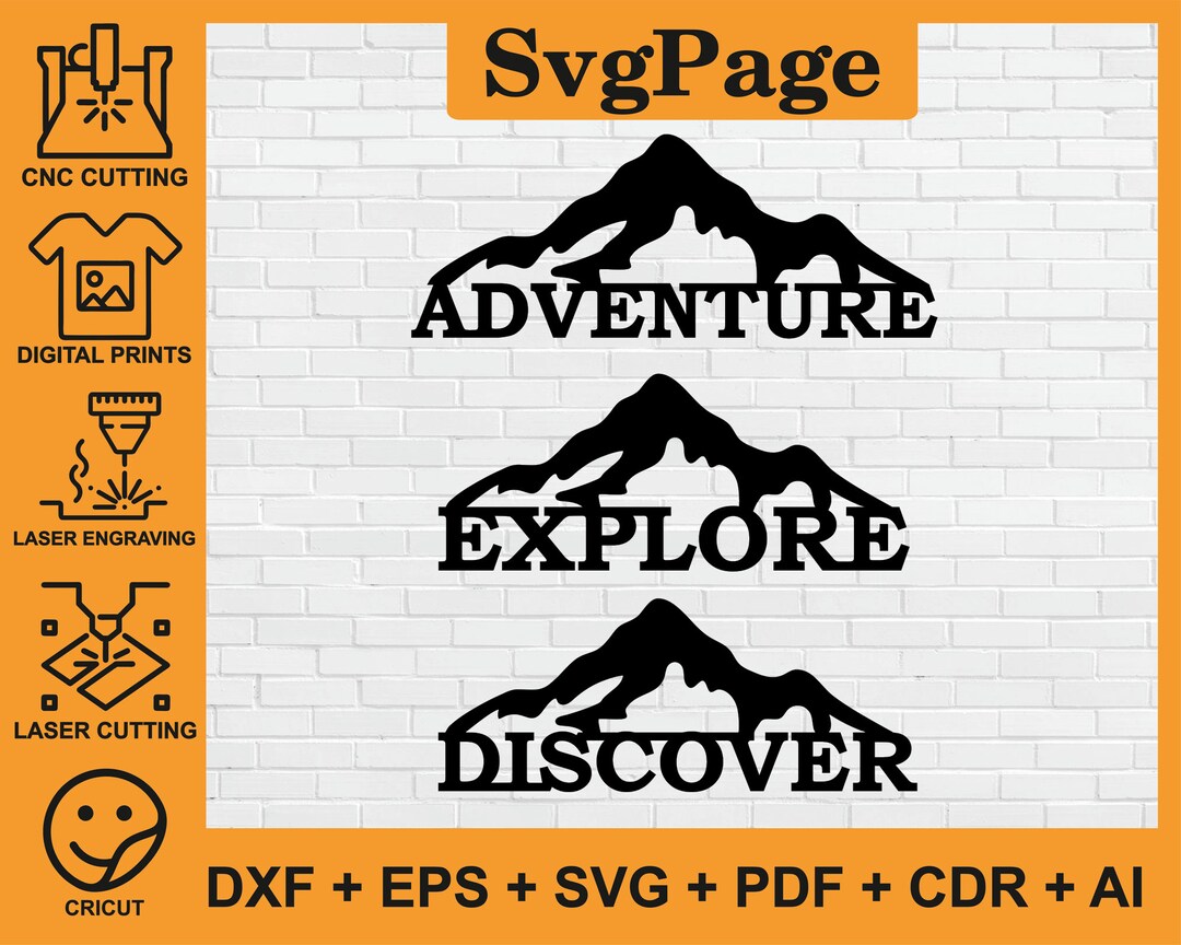 Explore Adventure Discover Laser Cut Svg Dxf Png Files Wall Art Sticker ...