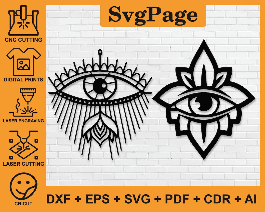Lotus Eye Laser Cut Svg Dxf Files Wall Art Sticker Glowforge Engraving ...