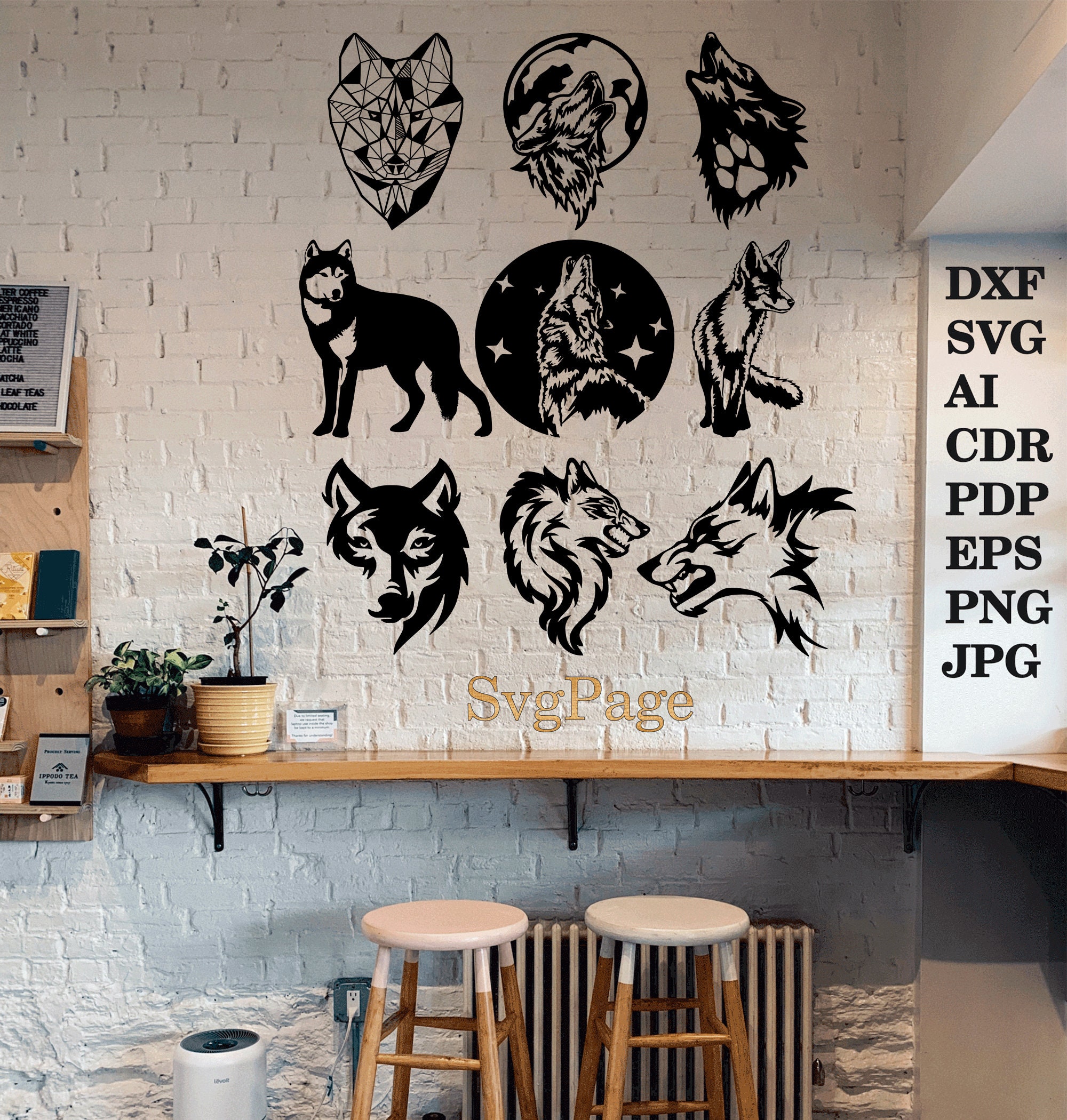 Wolf Wolves Laser Cut Svg Dxf Png Files Wall Art Decal Sticker ...