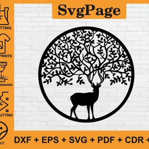 Tree Branch Reindeer Deer Dxf Svg Laser Cut Files Wall Art Sticker ...