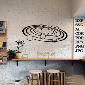 Planet Solar System Space Laser Cut Svg Pdf Dxf Png Files Wall Art Sticker Glowforge Silhouette ...
