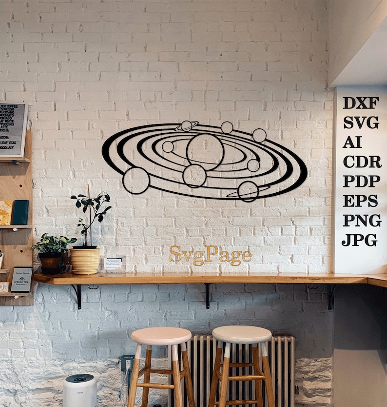 Planet Solar System Space Laser Cut Svg Pdf Dxf Png Files Wall Art ...