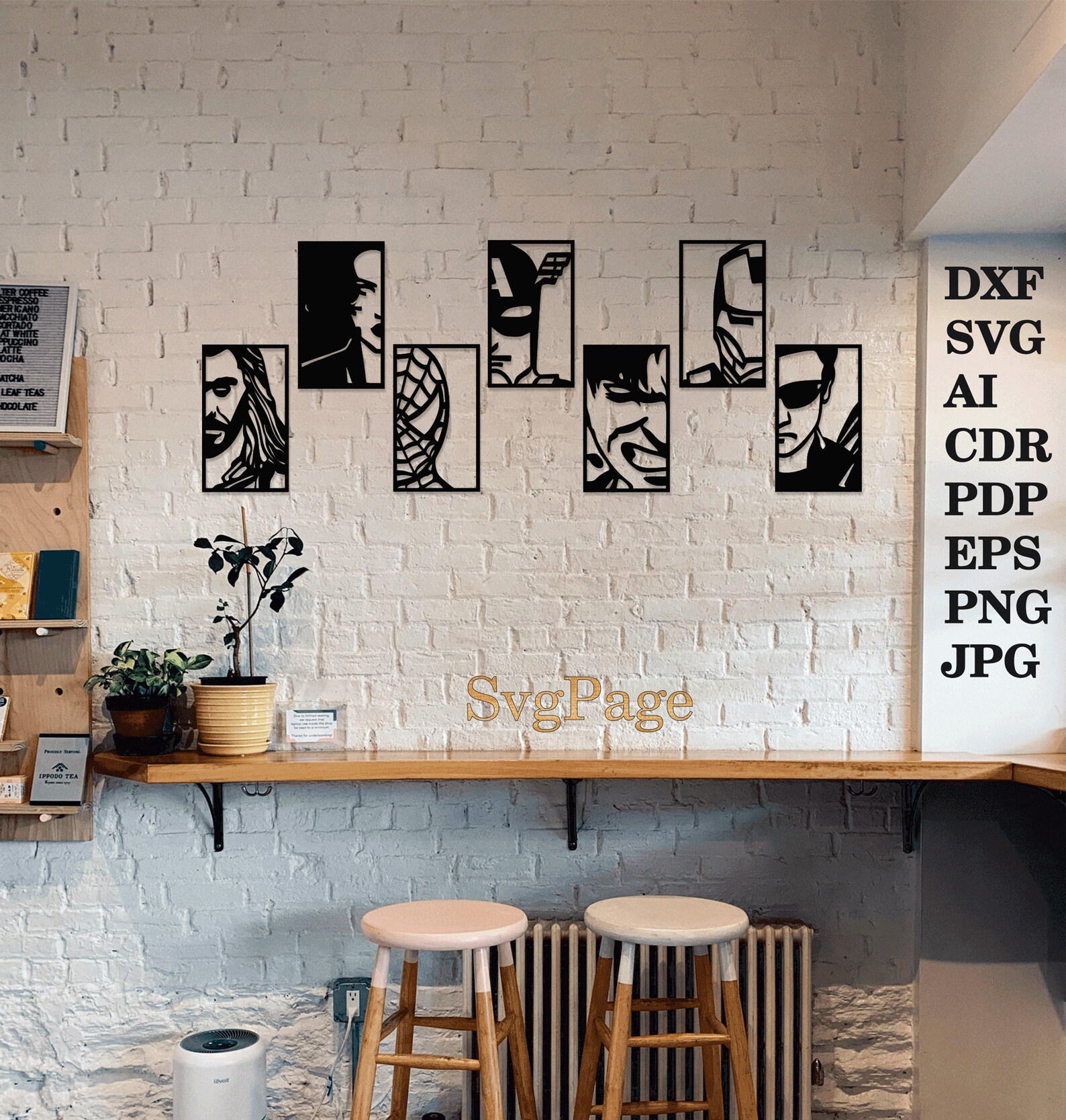 Hulk Iron Man Spiderman Laser Cut Svg Dxf Files Wall Art Sticker ...