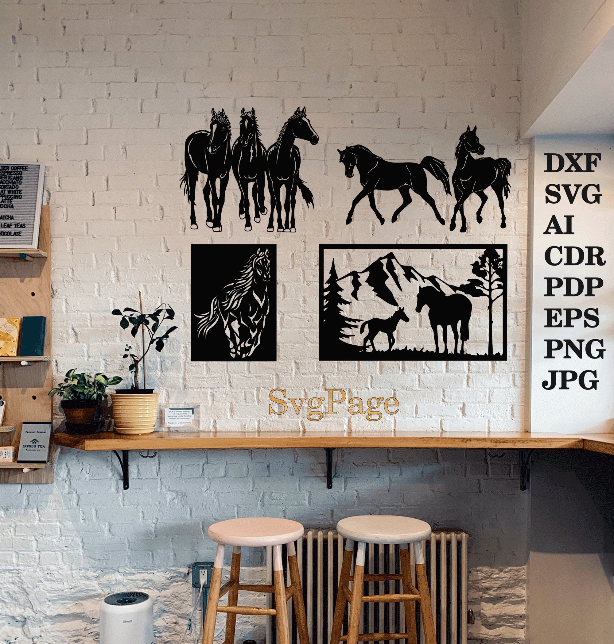 Horse Laser Cut Svg Dxf Files Wall Art Sticker Glowforge Engraving ...