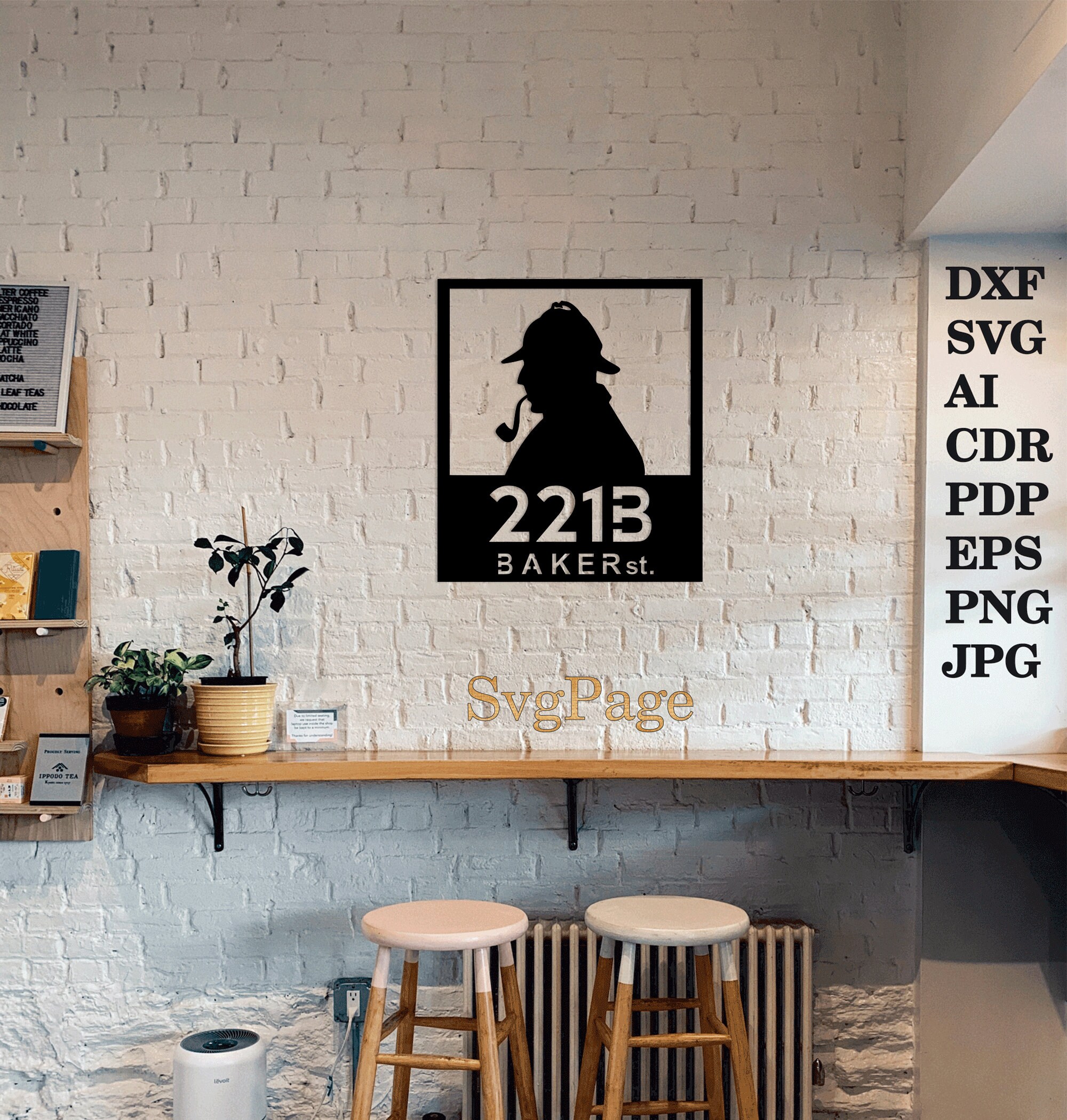 Sherlock Holmes 221B Baker St. Laser Cut Svg Dxf Png Files Wall Art ...