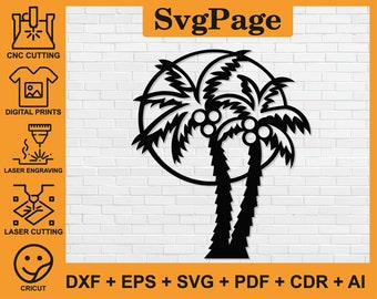 Palm Tree Wall Art SVG DXF Files | Laser Cut Silhouette Template | CNC ...