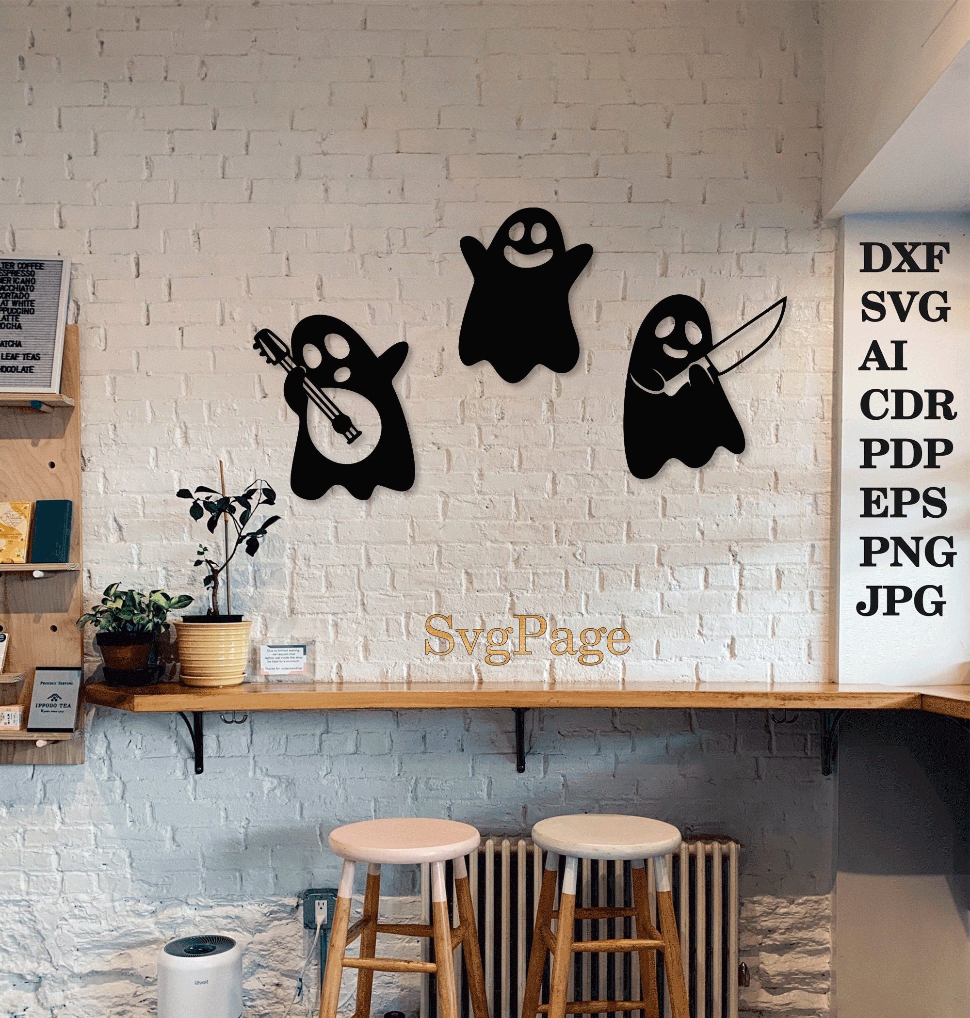 Casper Ghost Halloween Dxf Svg Pdf Laser Cut Png Files Wall Art Sticker ...