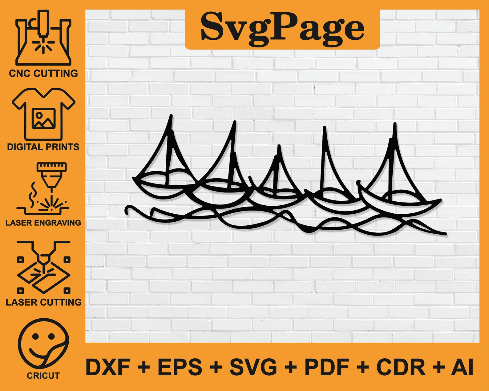 Boats Ship Laser Cut Svg Dxf Files Wall Sticker Engraving Decal ...