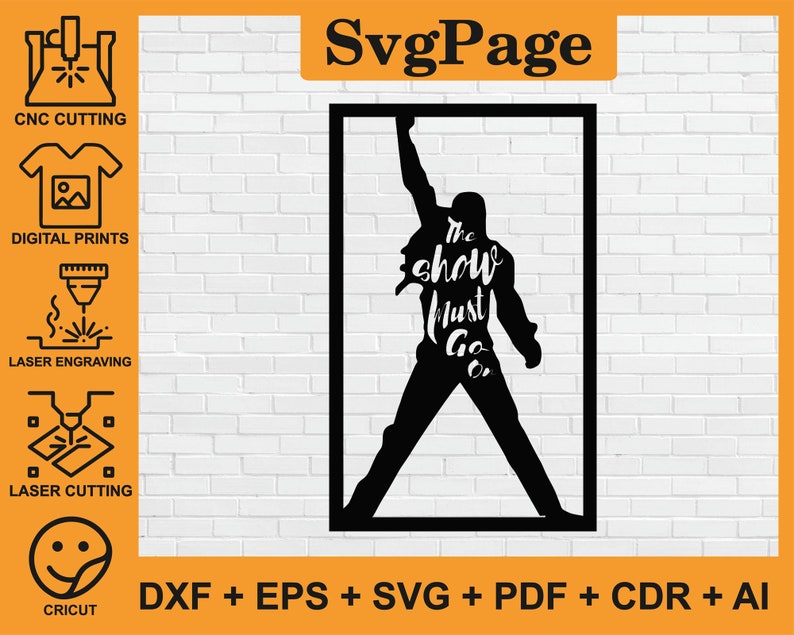 Freddie Mercury Dxf Rock Svg Laser Cut Svg Dxf Png Files Wall Art ...