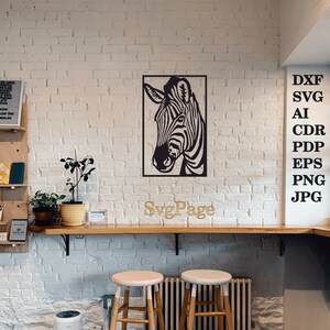 Zebra Dxf Animal Svg Laser Cut Png Files Wall Art Sticker Glowforge ...