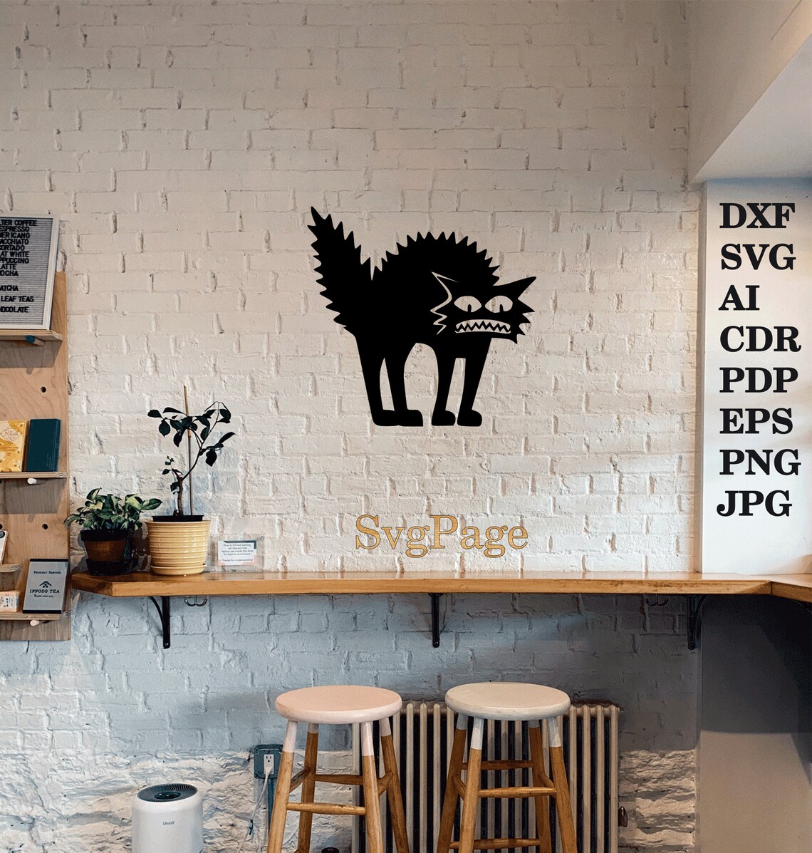 Shaggy Cat Scared Laser Cut Svg Dxf Png Files Wall Art Decal Sticker ...