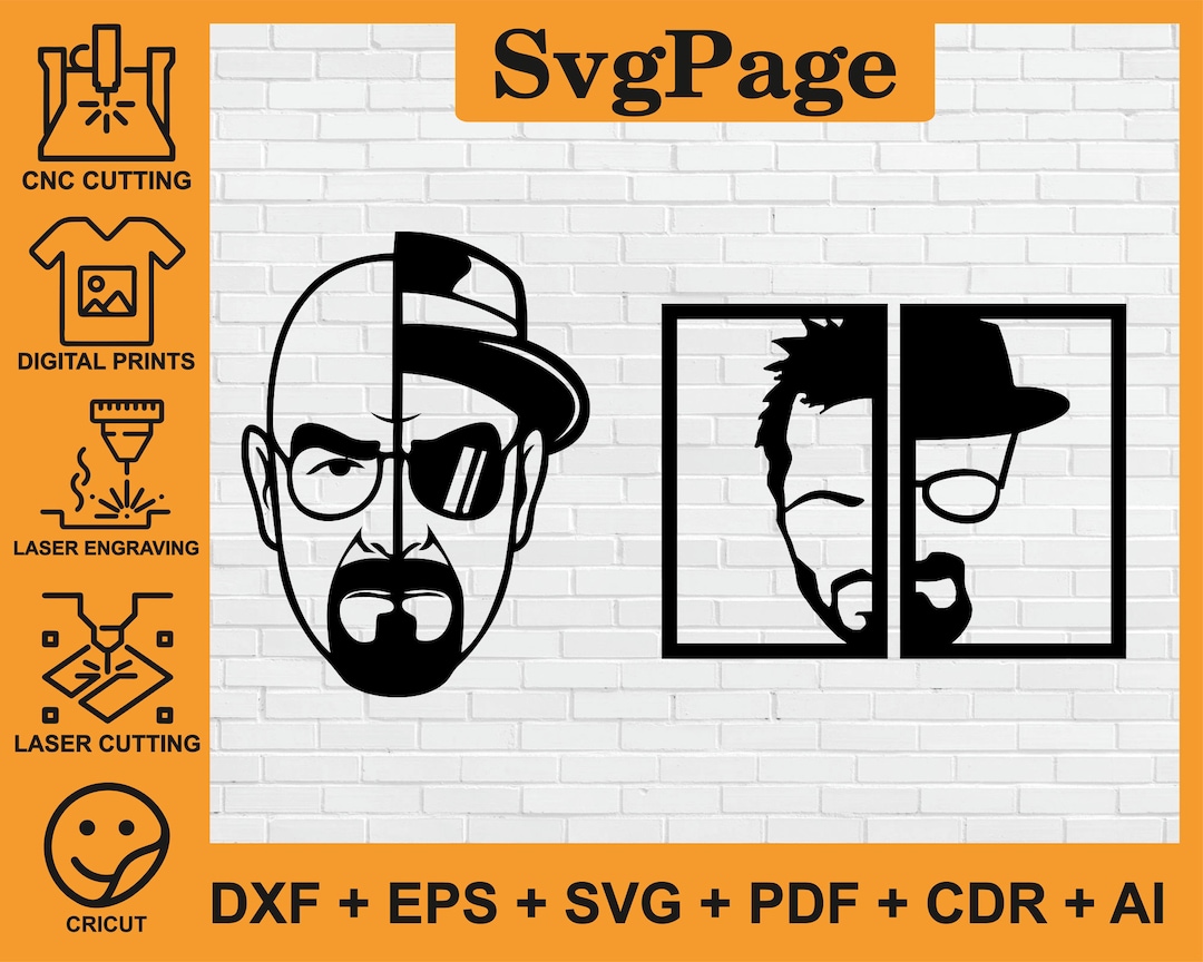 Walter White Heisenberg Breaking Bad Laser Cut Svg Dxf Files Wall Art ...