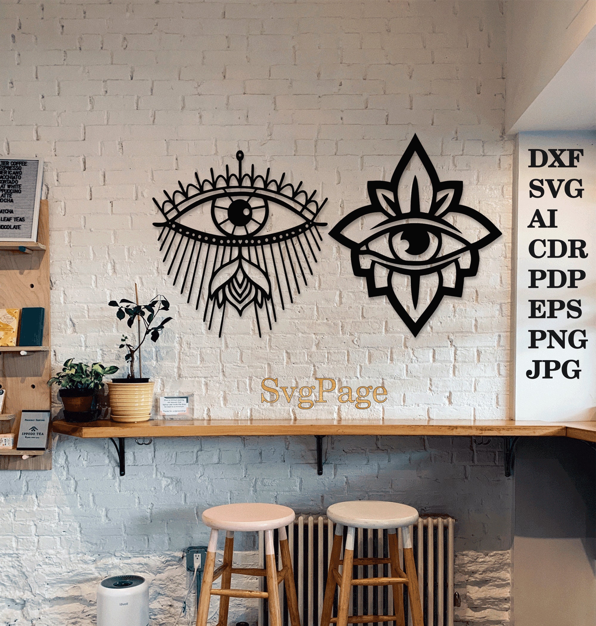 Lotus Eye Laser Cut Svg Dxf Files Wall Art Sticker Glowforge Engraving ...