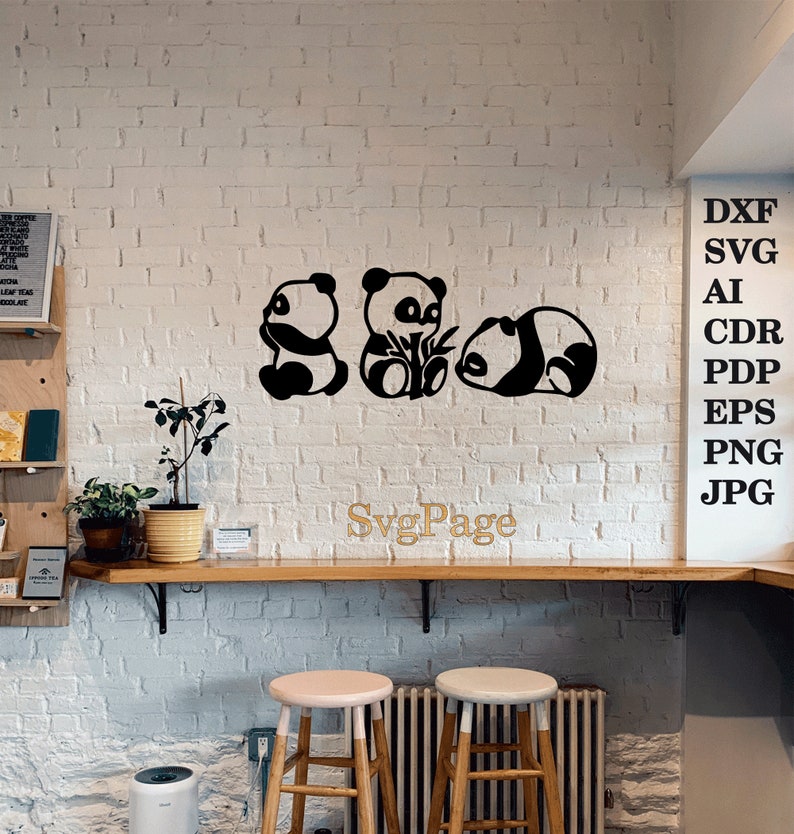 Panda Baby Animal Cute Laser Cut Svg Dxf Ai Files Wall Art Sticker ...
